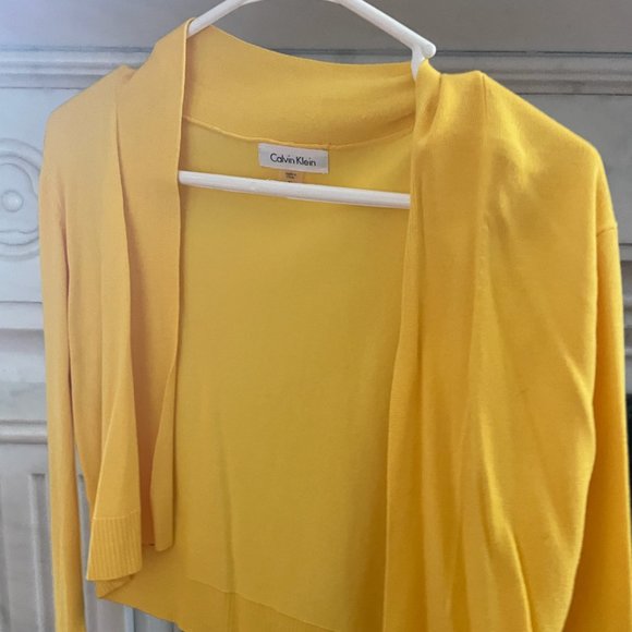 Calvin Klein | Sweaters | Calvin Klein Yellow Cropped Cardigan Sweater ...